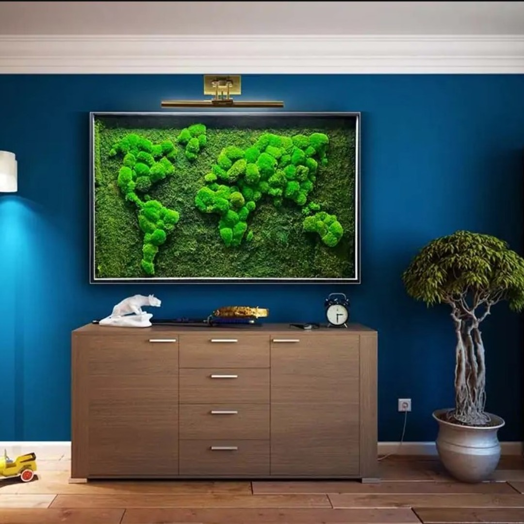 Machová mapa sveta - Steny a obrazy z machu